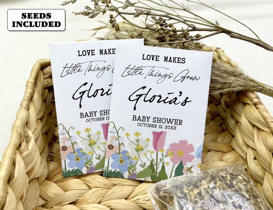 Custom Baby Shower Seed Packets, Love Makes Baby Grow - Seed Envelope ...