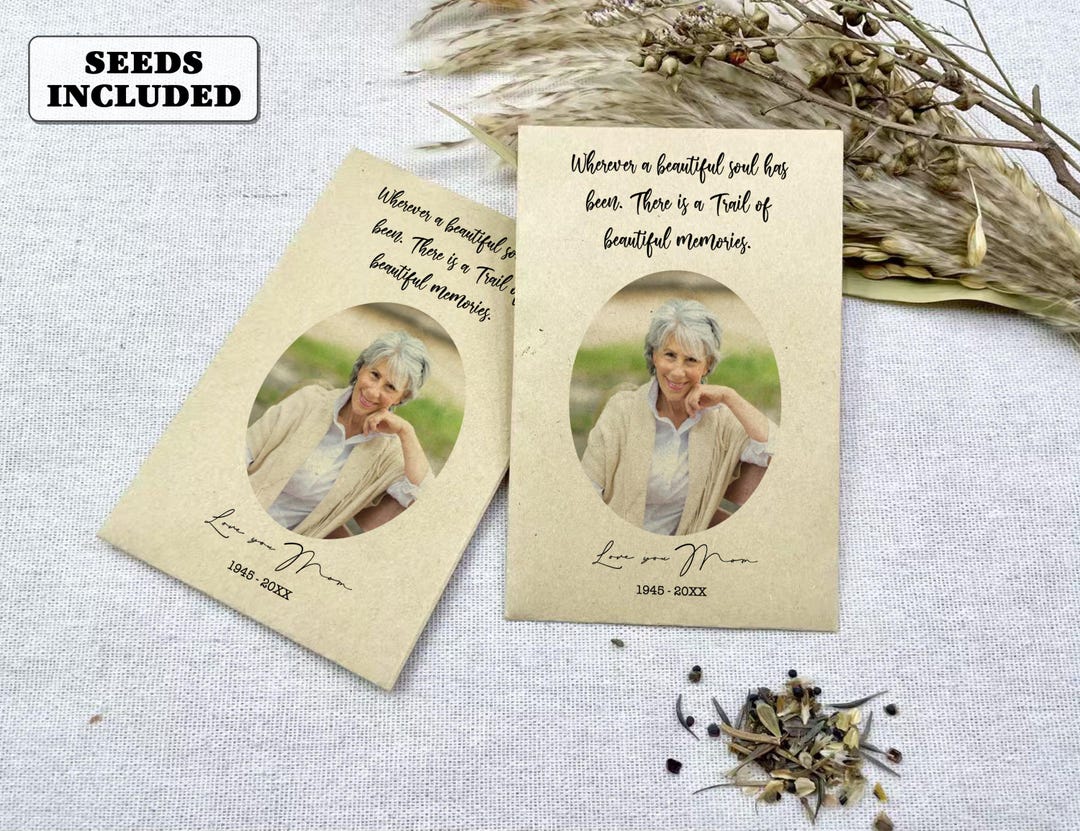 Personalized Memorial Seed Packets With Photo and Quote, Funeral ...