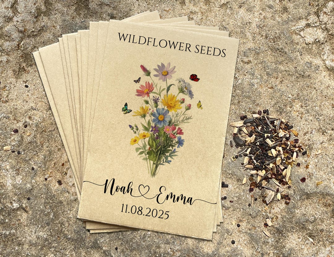 Custom Seed Packet Wedding Favor in Bulk Let Love Grow Wildflower Seed Packet for Wedding Favors ...