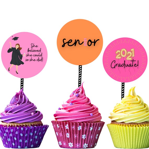 Girl Graduation Printable Cupcake Toppers | Etsy