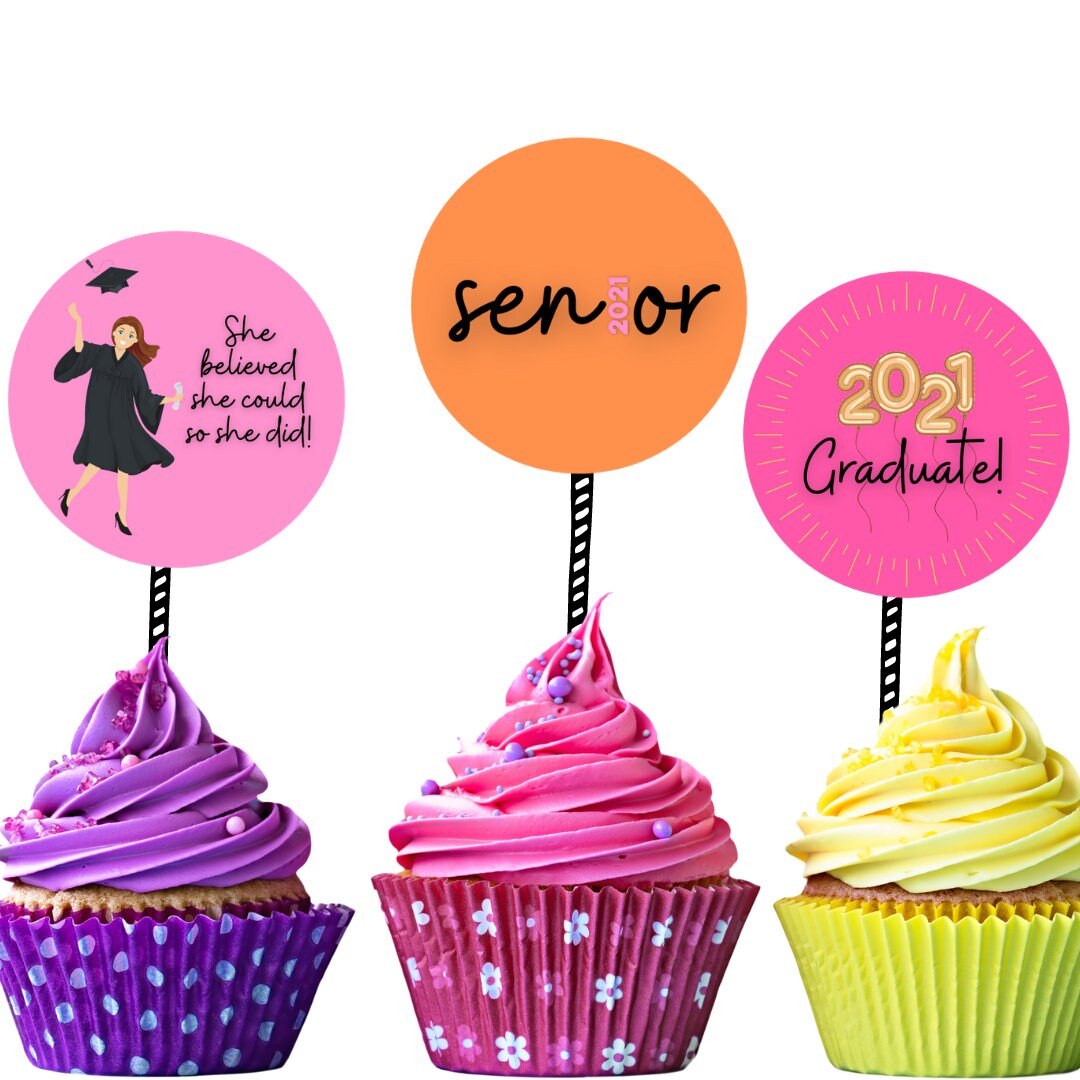 Girl Graduation Printable Cupcake Toppers - Etsy UK