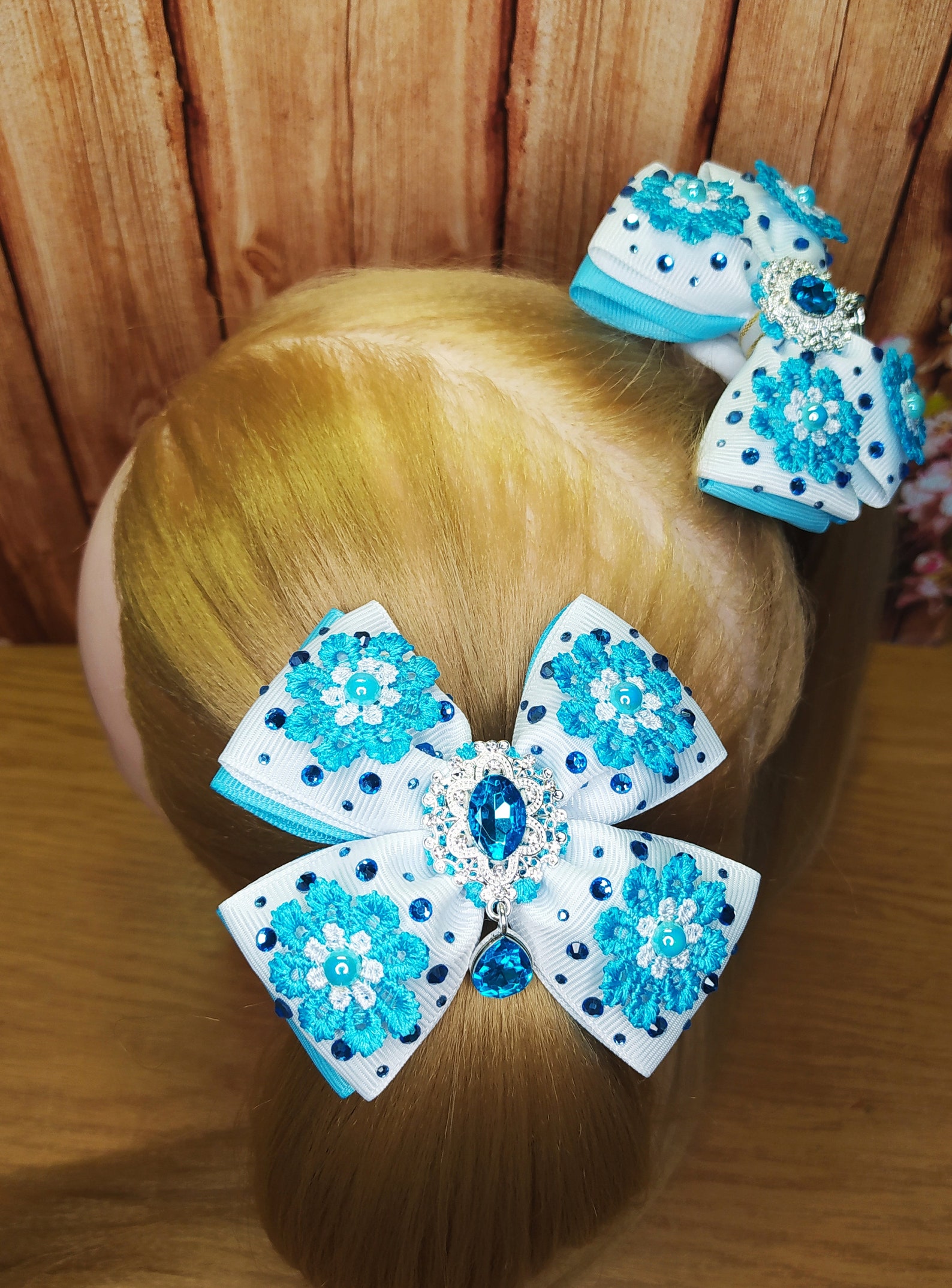 Blue Bows Kids Hair Bows Little Girls Bows Blue Bow White Bow | Etsy