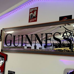 Guinness Mirror Vintage Style, Stunning Gold & Black Frame. XXL 1250mm ...