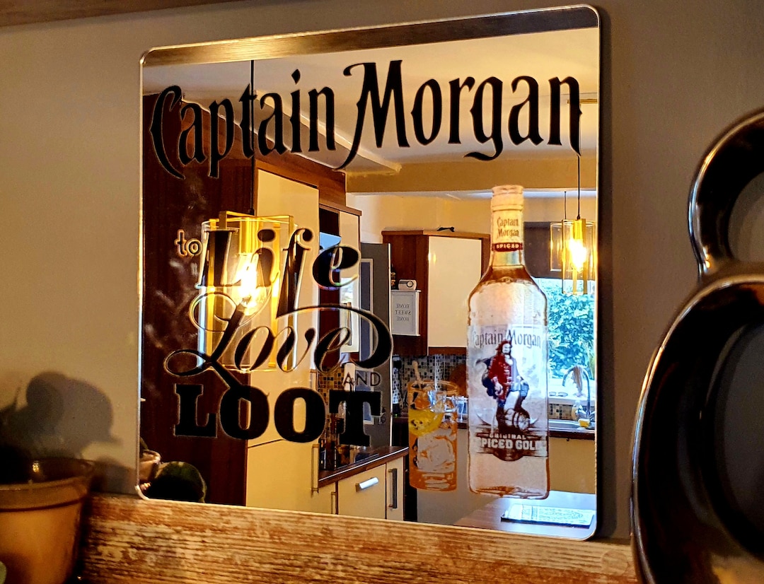 Vintage Style, Mirrored, Captain Morgan Wall, Sign, Bar, Restaurant ...