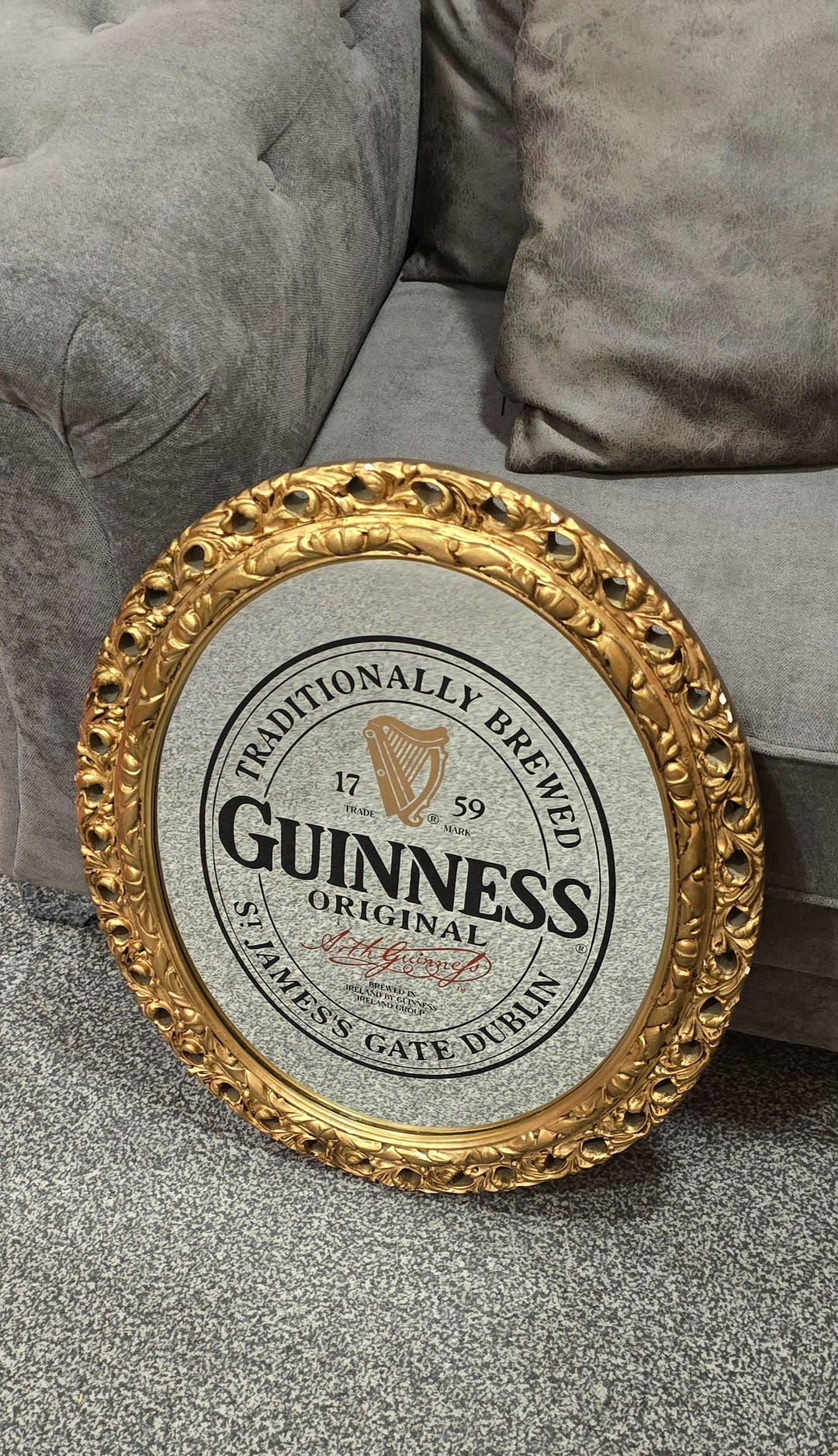Vintage Guinness Mirror 600mm X 485mm With Gilded Clay Frame. - Etsy