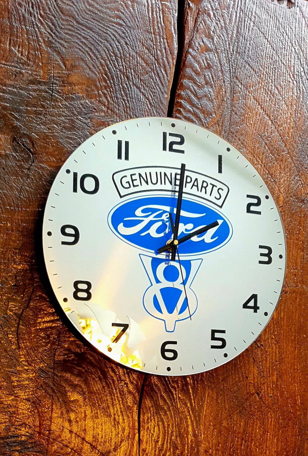 Vintage Style, Mirrored, Ford V8 Mirror Clock, Sports Bar, Pub, Mancave ...