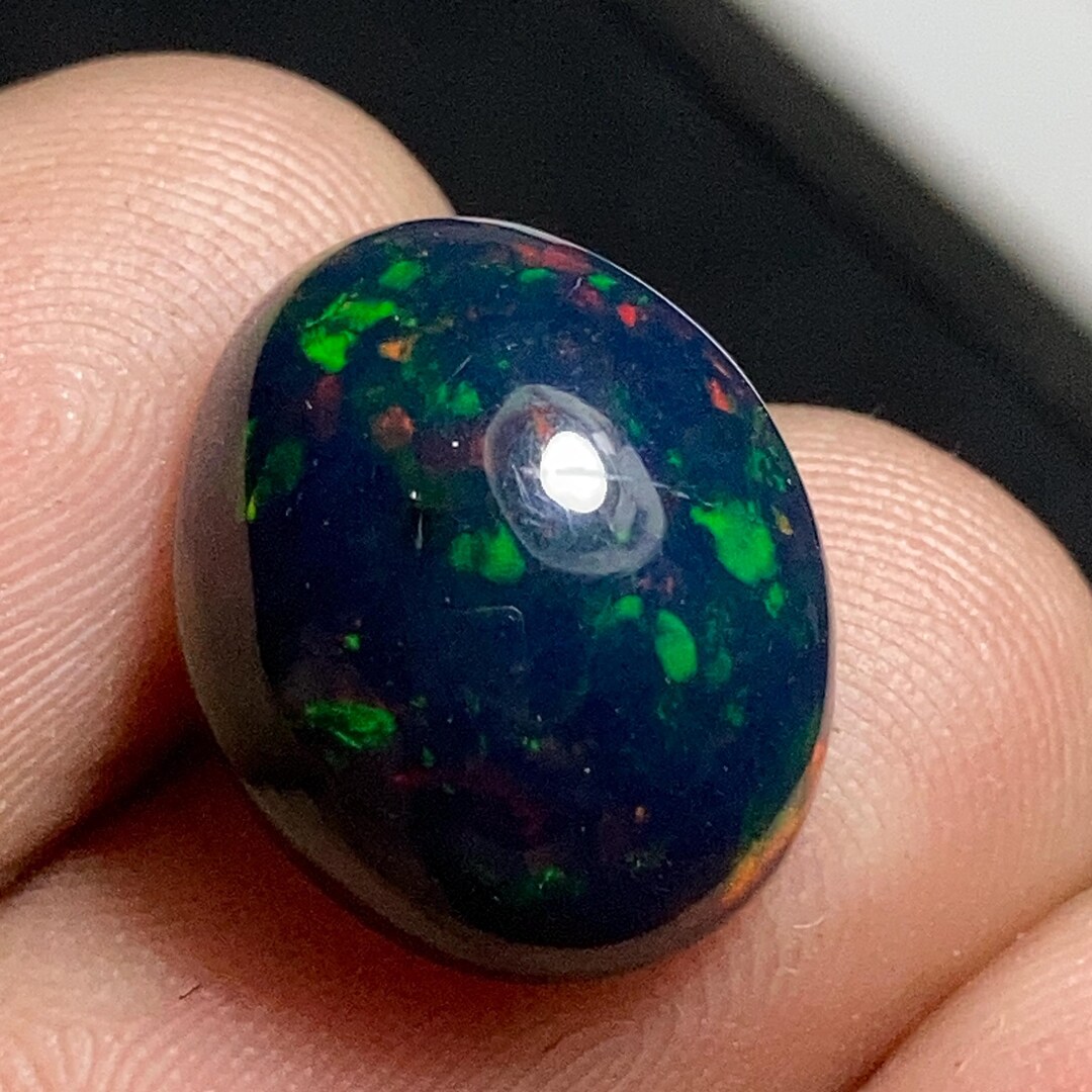 Mesmerizing Ethiopian Black Candy Opal 15x12x6mm, Flashes of Intense ...