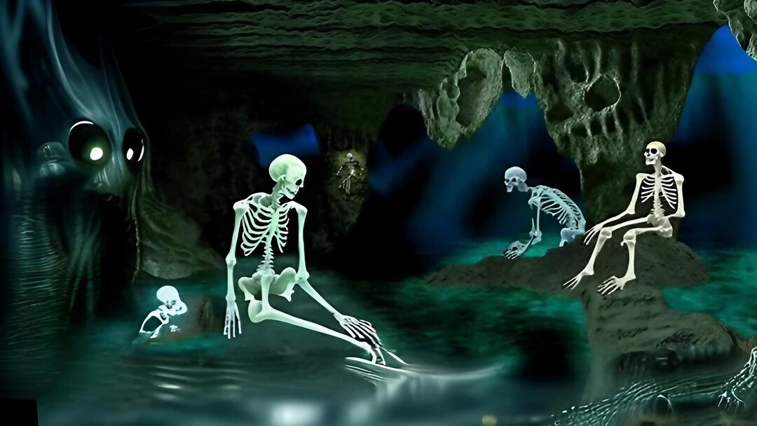 Skeleton Print, Printable Halloween Art, Meeting in the Crypt 3 ...