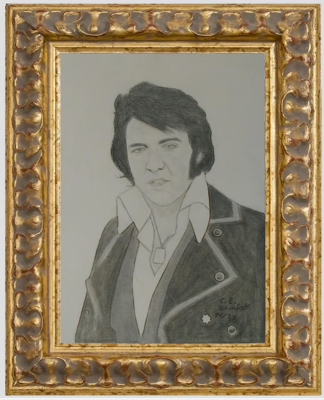 Pencil Drawing Portrait Elvis Presley, Painting, Drawn With Pencil ...