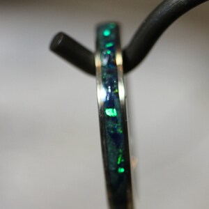6mm Wide Glowing Green Opal Inlay Ring - Etsy
