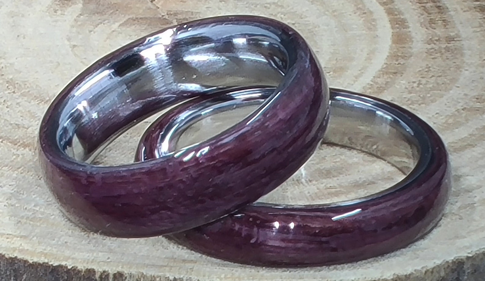 4mm Purple Heart Ring Wooden Purple Ring Bentwood Ring Purple Heart