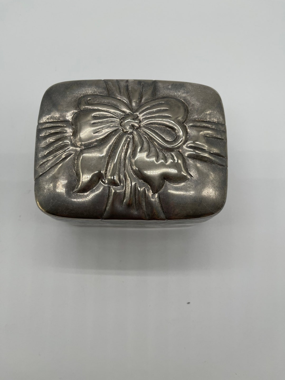 Pewter Bow Trinket Box - Etsy