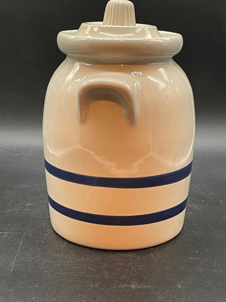 Roseville Ohio Pottery Crock W/lid Blue Stripe - Etsy