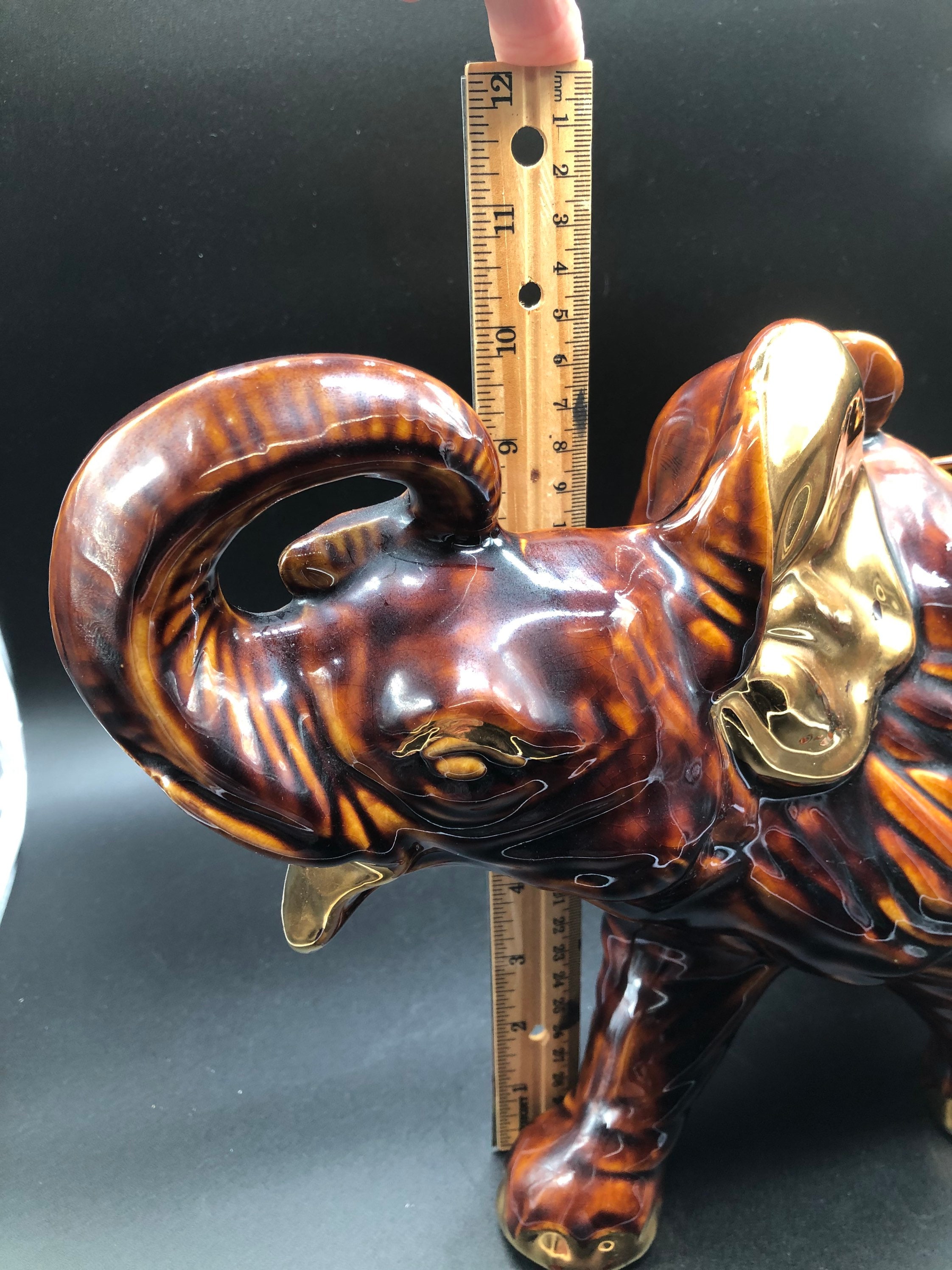 Large Elephant Planter Vase With Gold Accents Possibly Haegar - Etsy