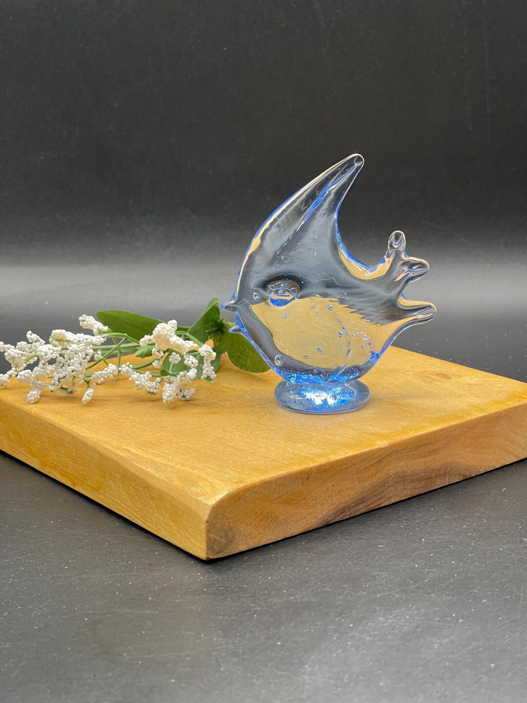 Blown Glass Blue Fish Paperweight - Etsy