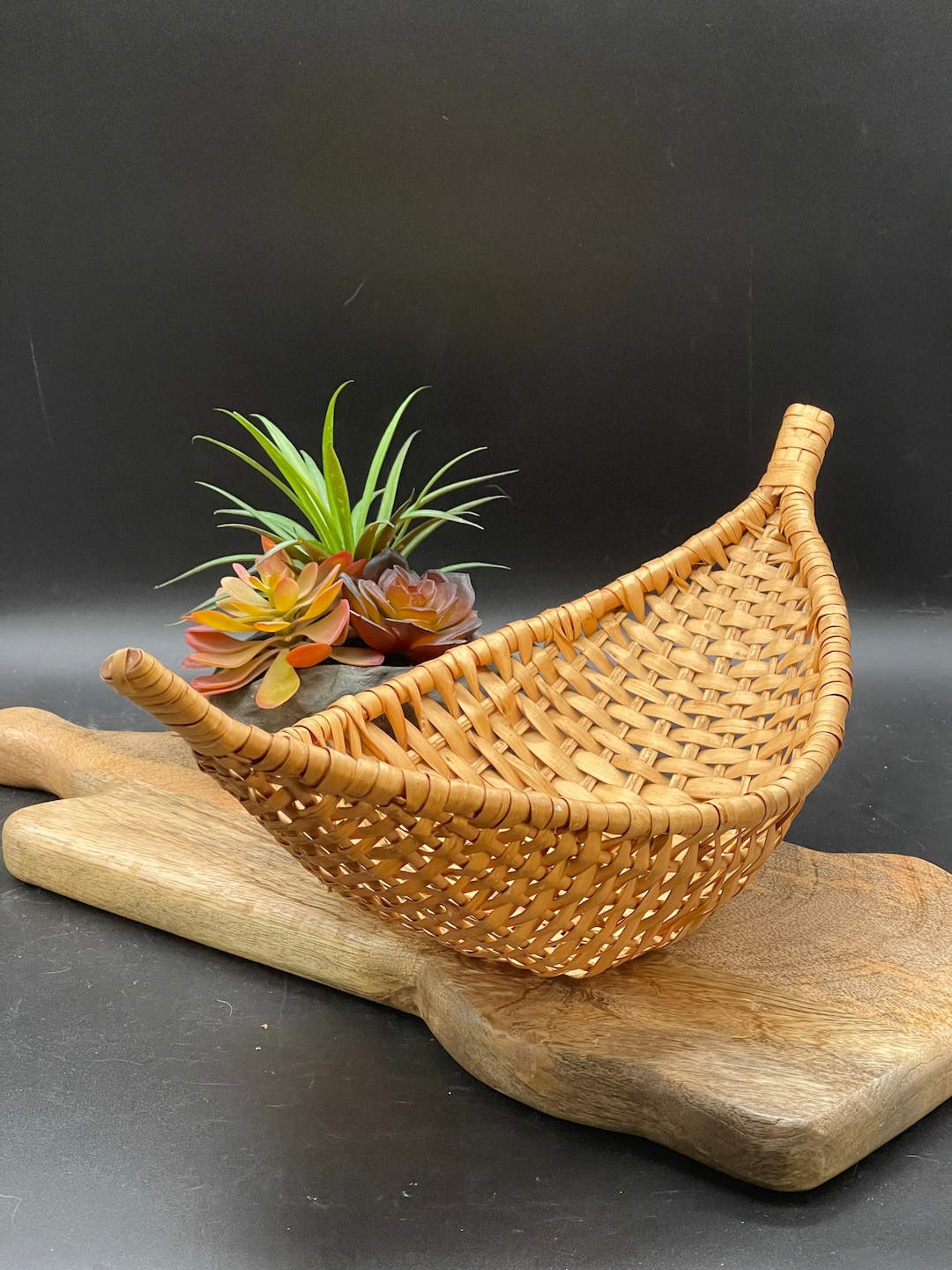 Boho Boat Shaped Rattan Basket - Etsy