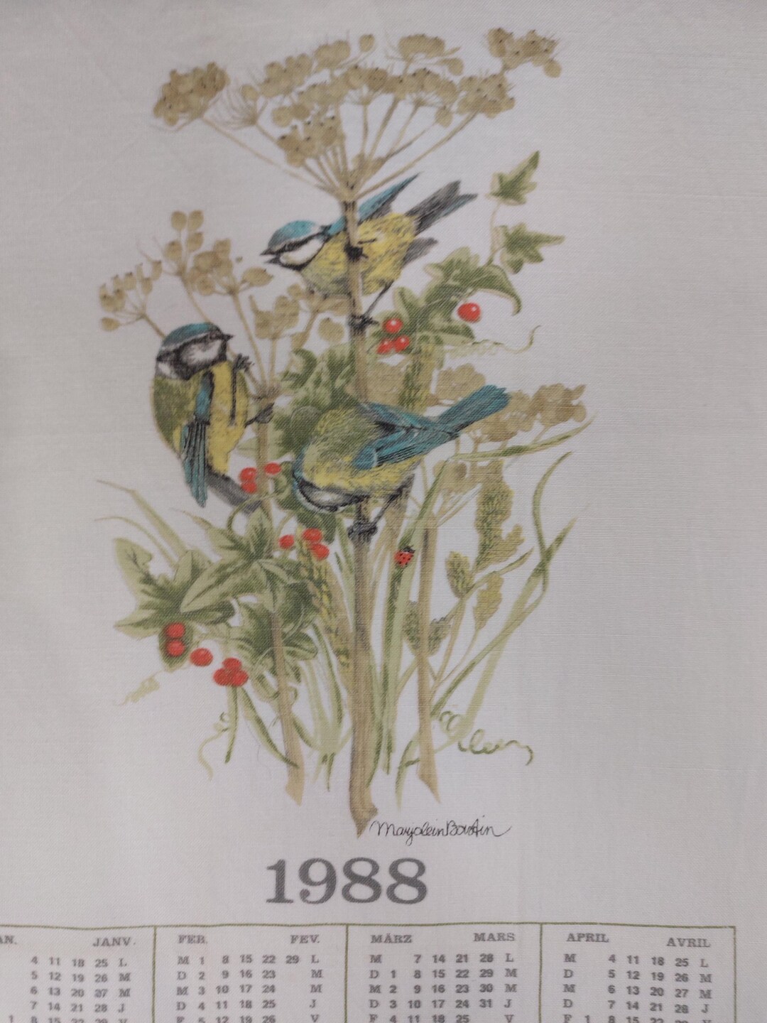 1988 Calendar Tea Towels Vintage Calendar Wall Hanging or Tea Towel ...