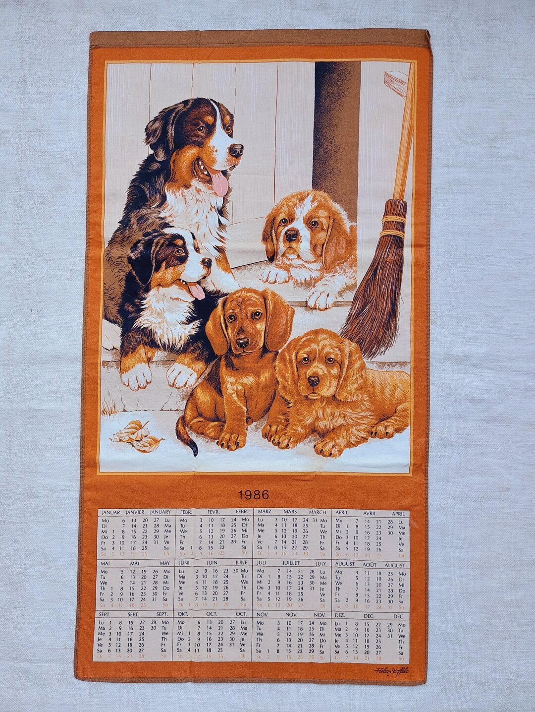 1986 Fisba Calendar Tea Towels Vintage Calendar Wall Hanging or Tea ...
