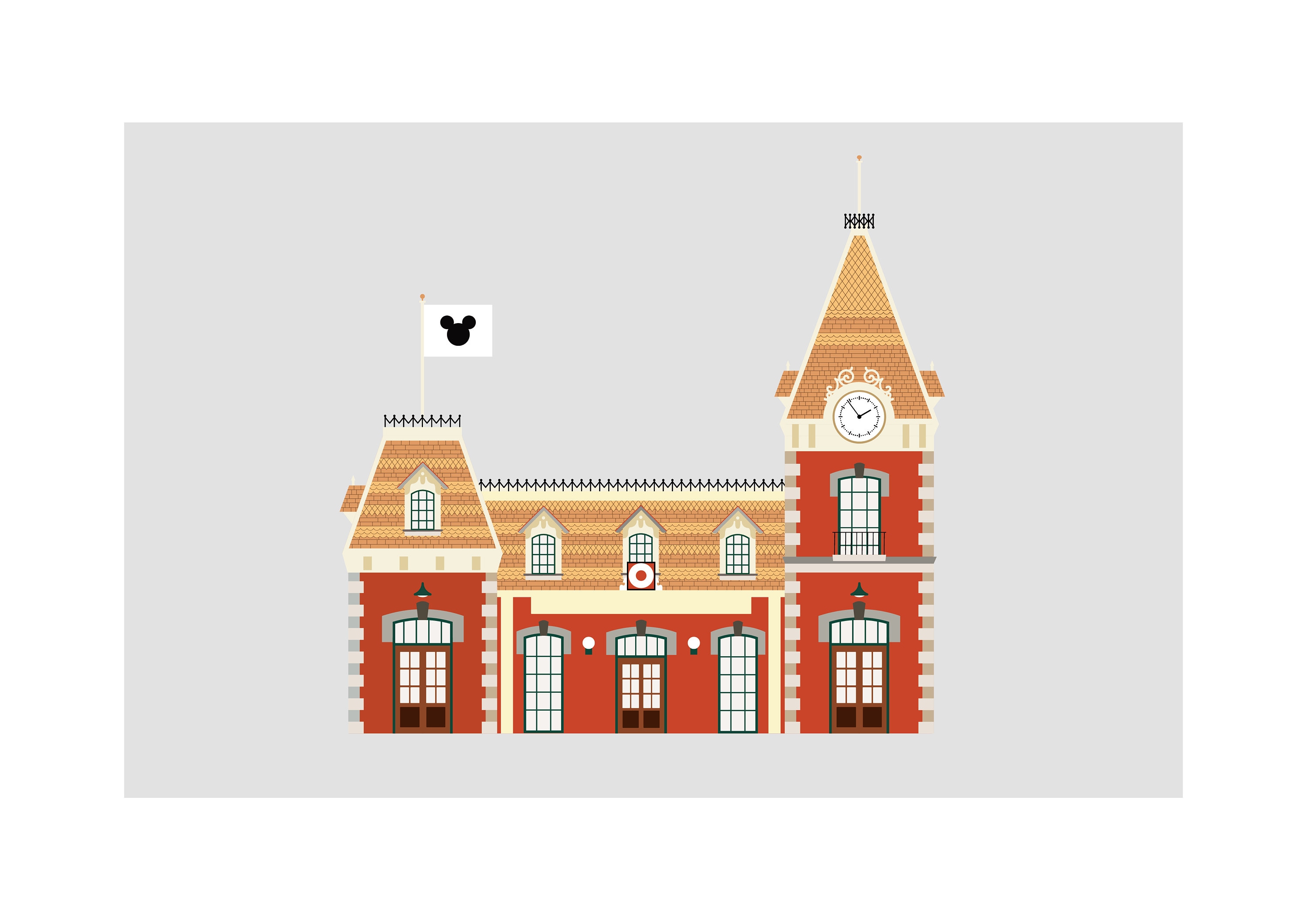 Disneyland Railroad Main Street USA Train Station Artwork Print, Walt ...