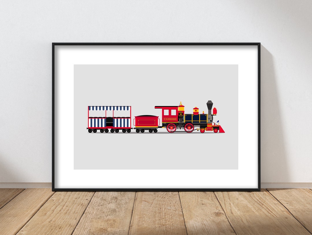 Disneyland Railroad Train Artwork Print, Walt Disney World, Disneyland ...