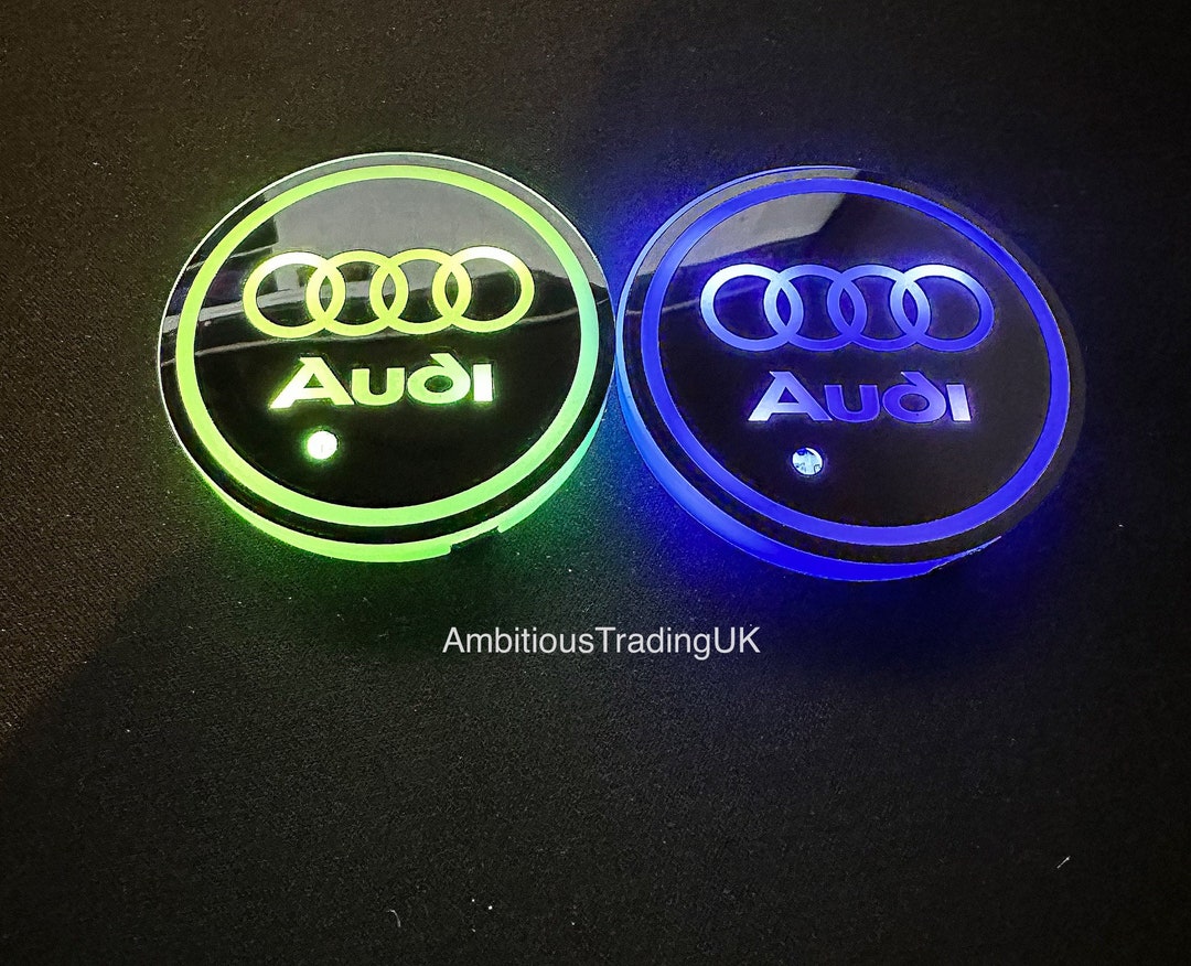 Audi LED Cup Coaster 2pcs, Light-up Car Coaster Accessory, Wireless 7 ...