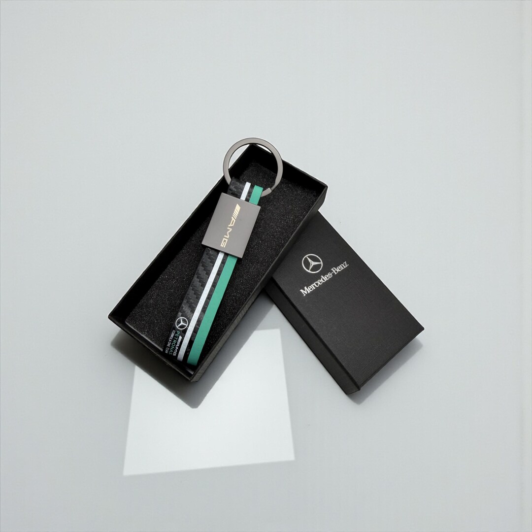 Mercedes Benz AMG F1 PETRONAS Keychain | Leather & Steel Keyring ...