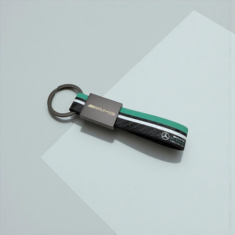 Mercedes Benz AMG F1 PETRONAS Keychain | Leather & Steel Keyring ...