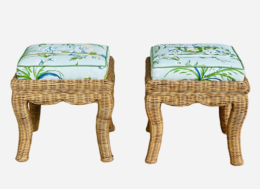 Pair Scalloped Benches/stools/ottoman in Quadrille China Seas - Etsy