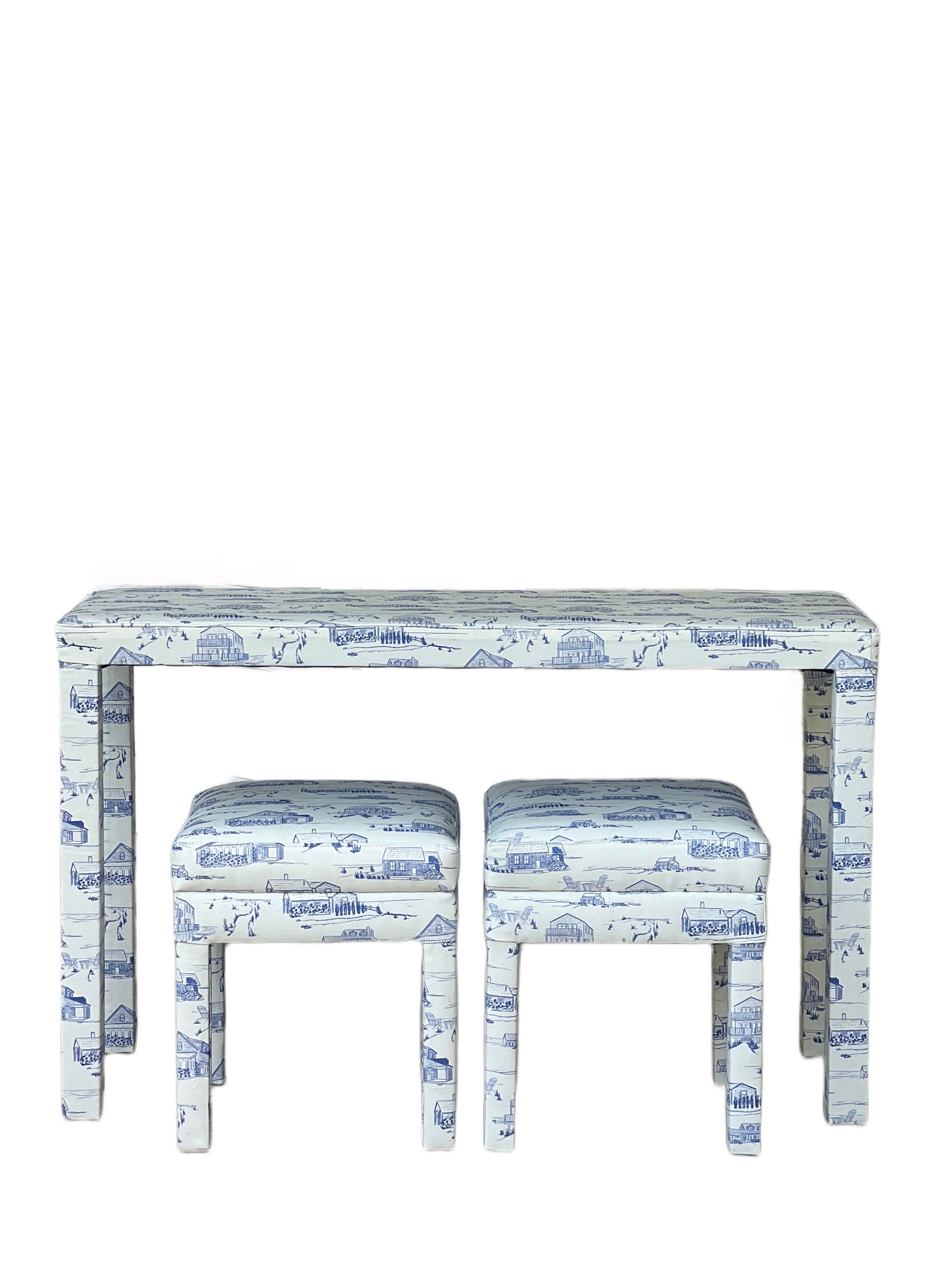 Coastal Fully Upholstered Beach-house Console Table - Etsy