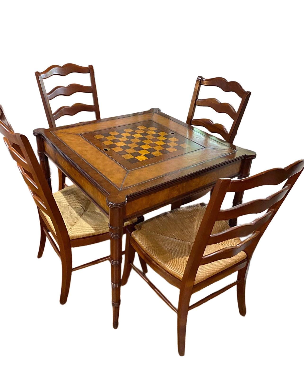 Ethan Allen Faux Bamboo Game Table & Chairs - Etsy
