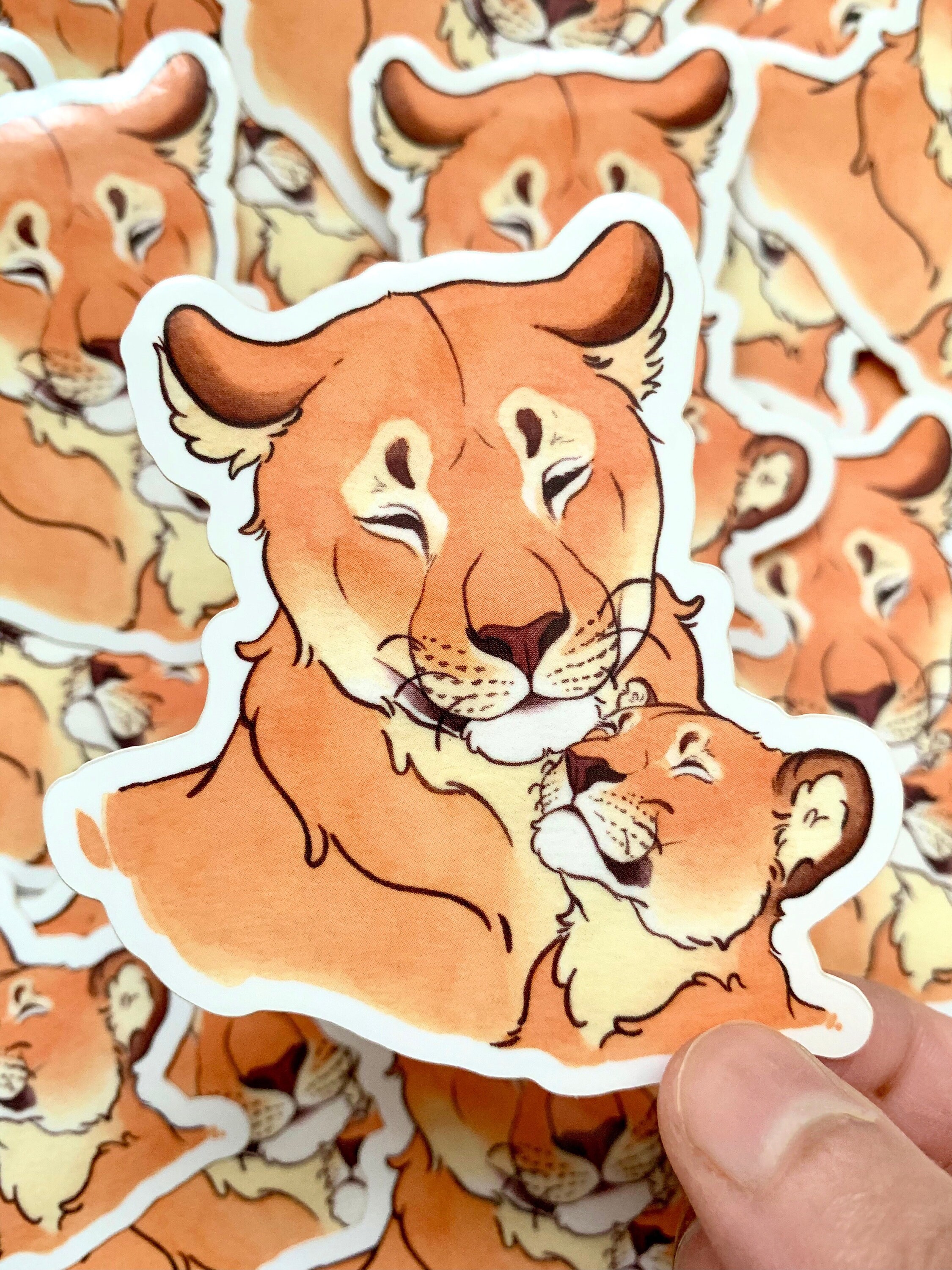 Lioness and Cub Vinyl Sticker Lion Sticker Mother and Child | Etsy