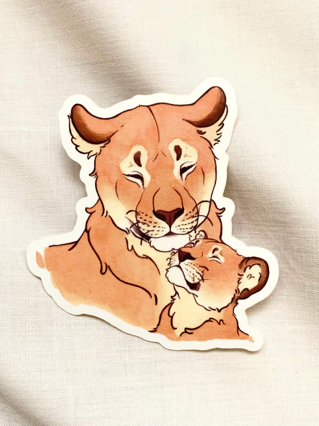 Lioness and Cub Vinyl Sticker Lion Sticker Mother and Child - Etsy