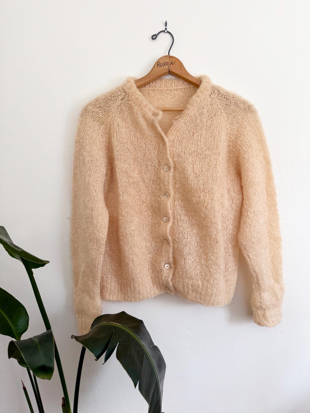 Vintage Mohair Wool Tan Cardigan - Etsy