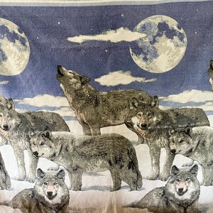 Y2K Howling Wolf and Full Moon Flannel Blanket - Etsy