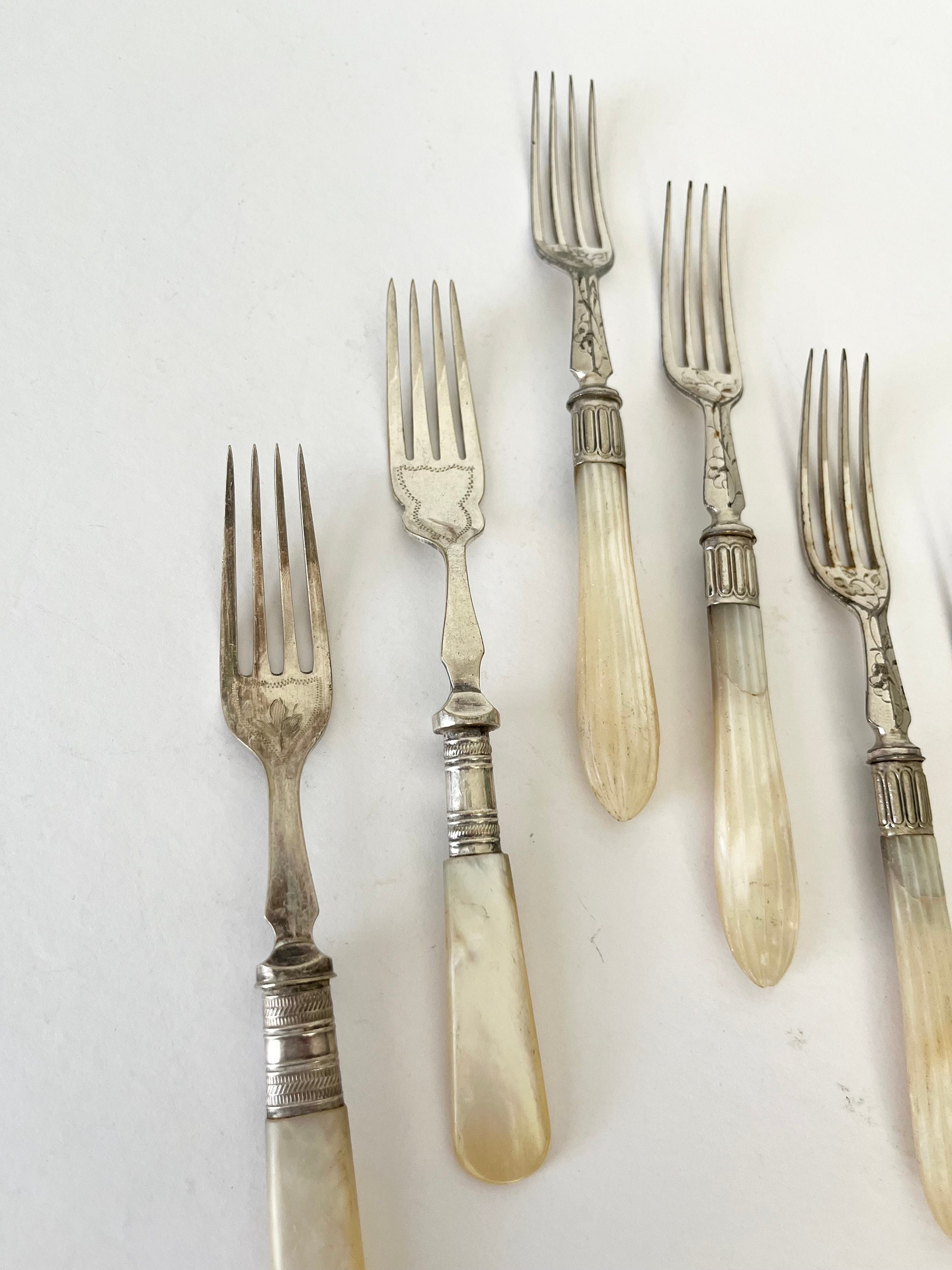 Antique Silver and Mother of Pearl Forks - Etsy