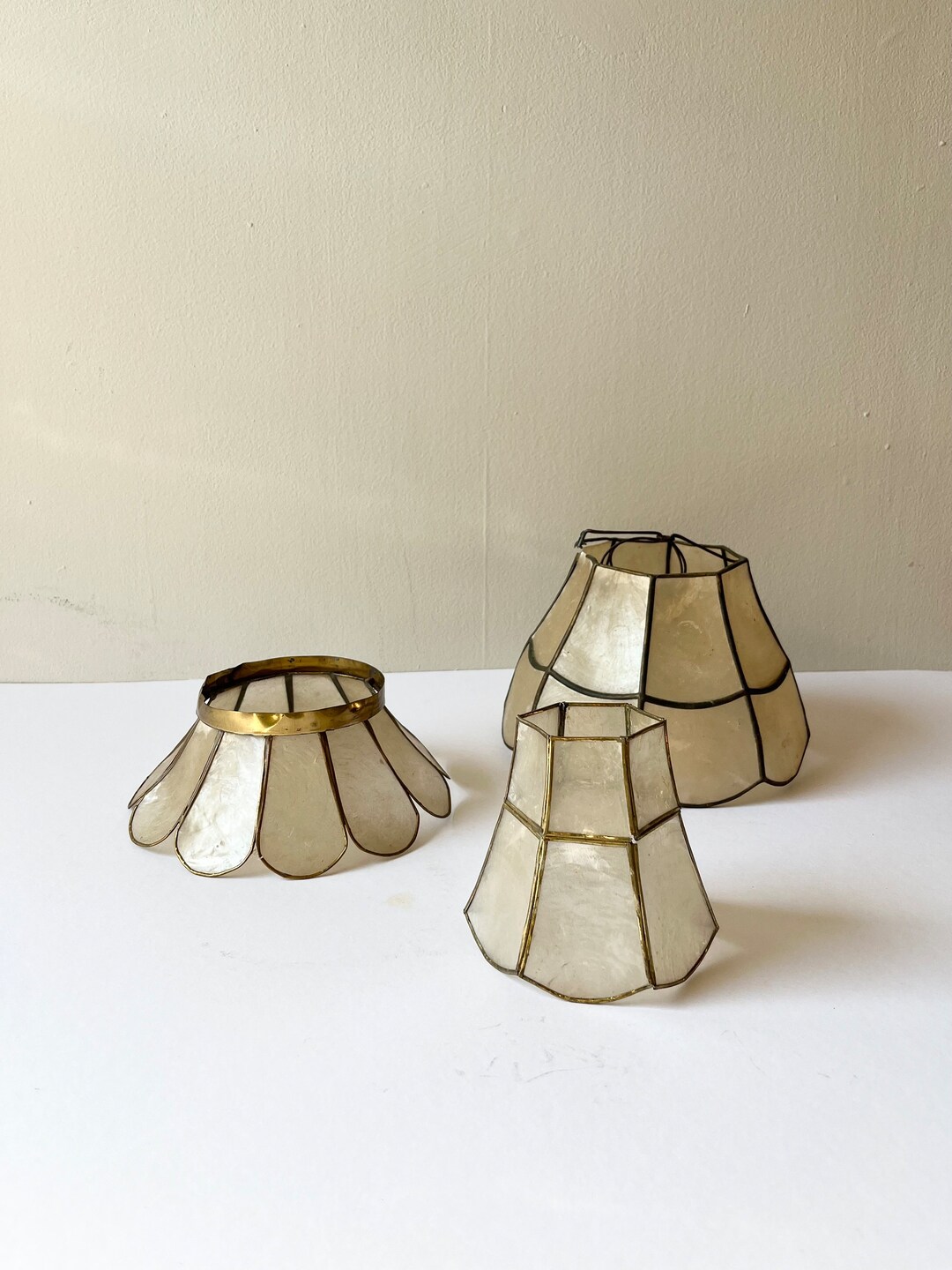 Vintage Capiz Shell Lamp Shades Set of 2 - Etsy UK