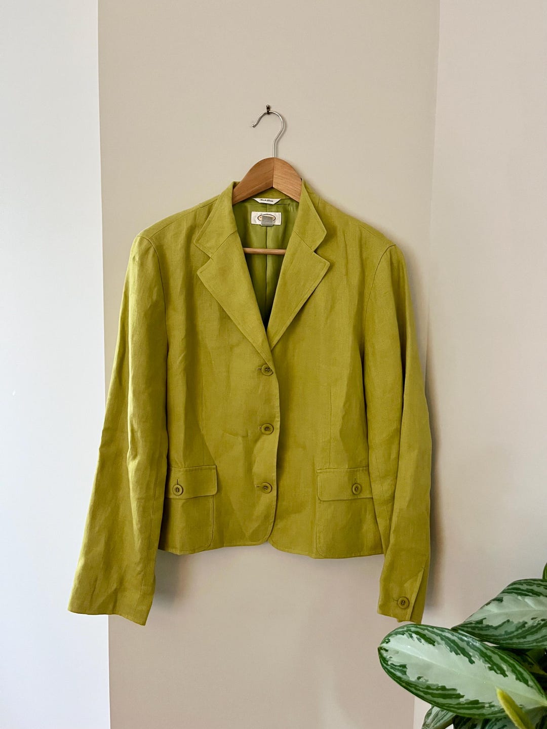 Vintage Green Linen Blazer Jacket - Etsy