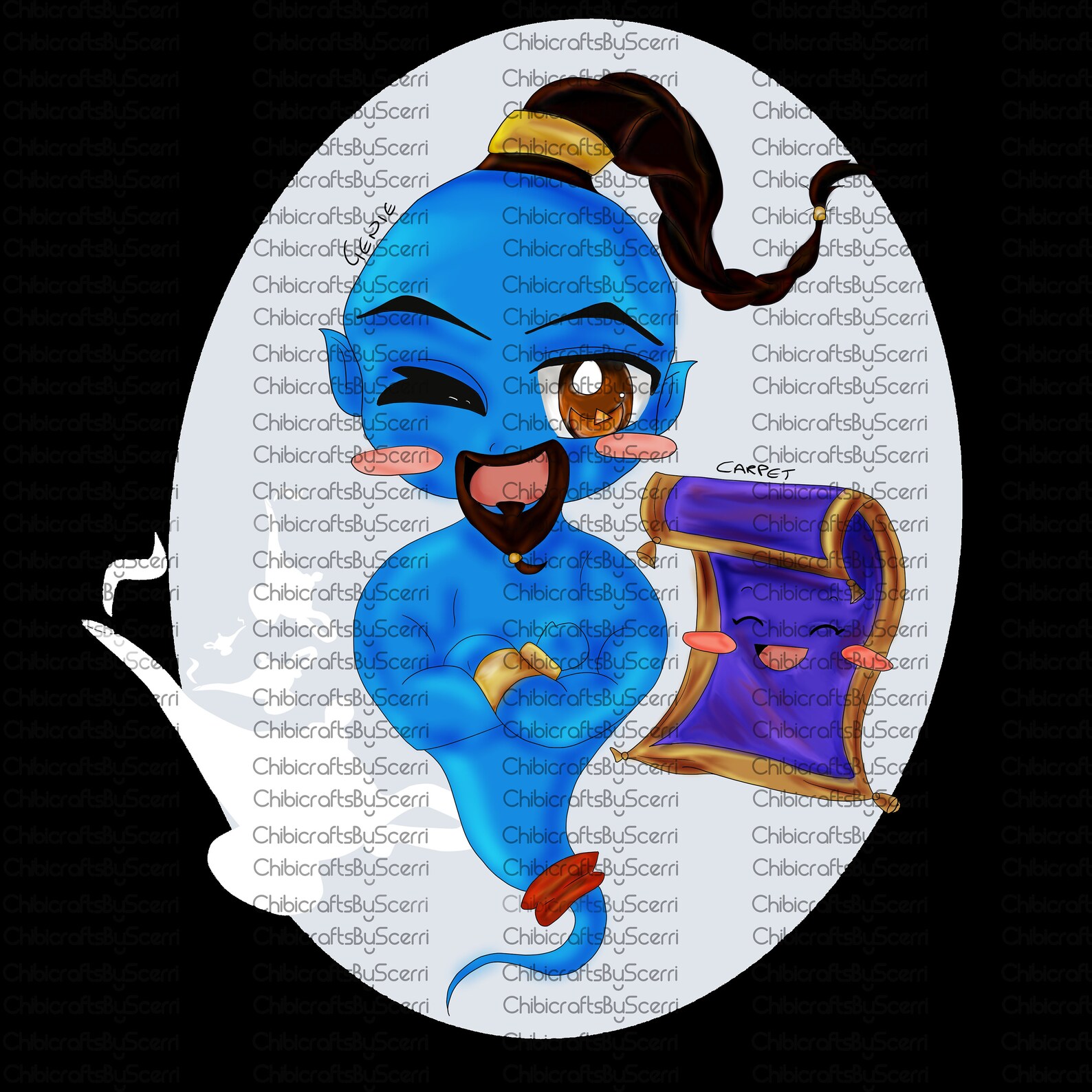 PNG Chibi Aladdin 3 juego de caracteres Jasmine con Raja y Genie con ...