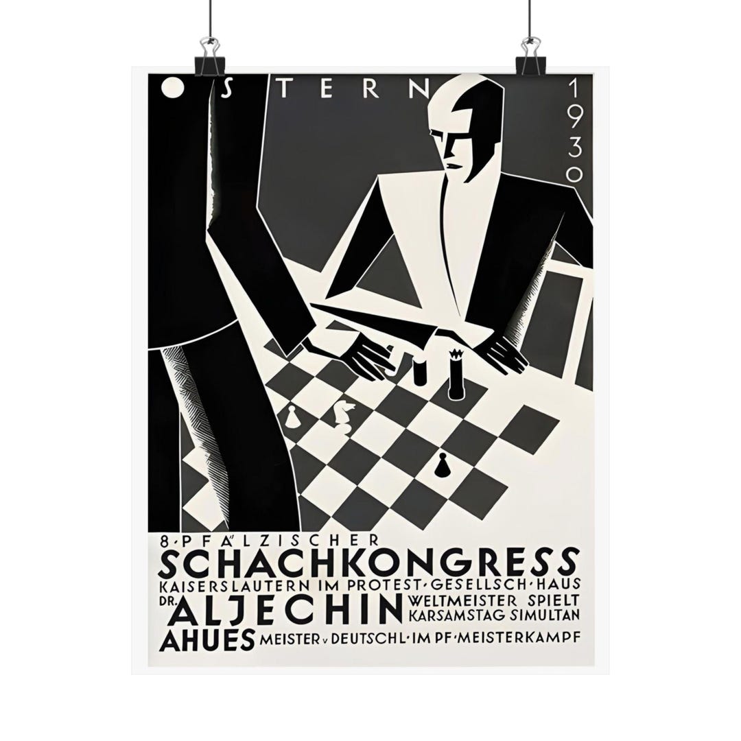 Vintage Chess Tournament Poster Print Art, Retro Chess Club Room, Gift ...