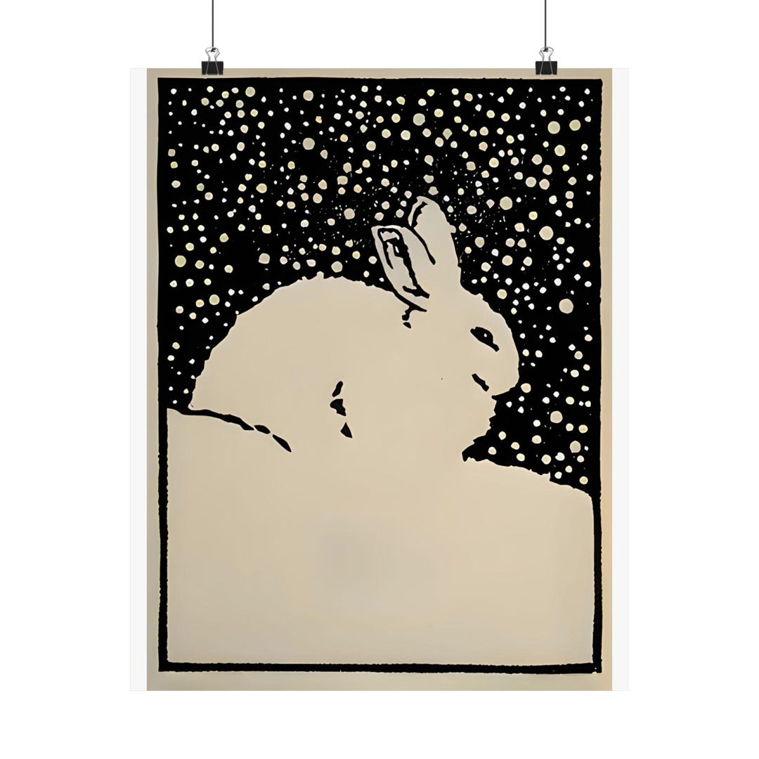Vintage Japanese Rabbit Bunny Snow Print Posters, Woodblock Wall Art ...