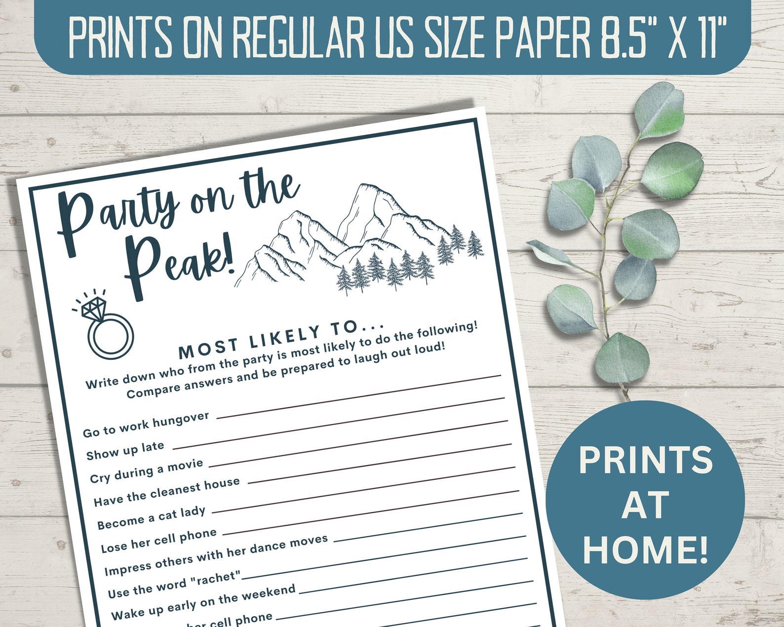 Party on the Peak Printable Games/ Virtual Bachelorette Party Games ...