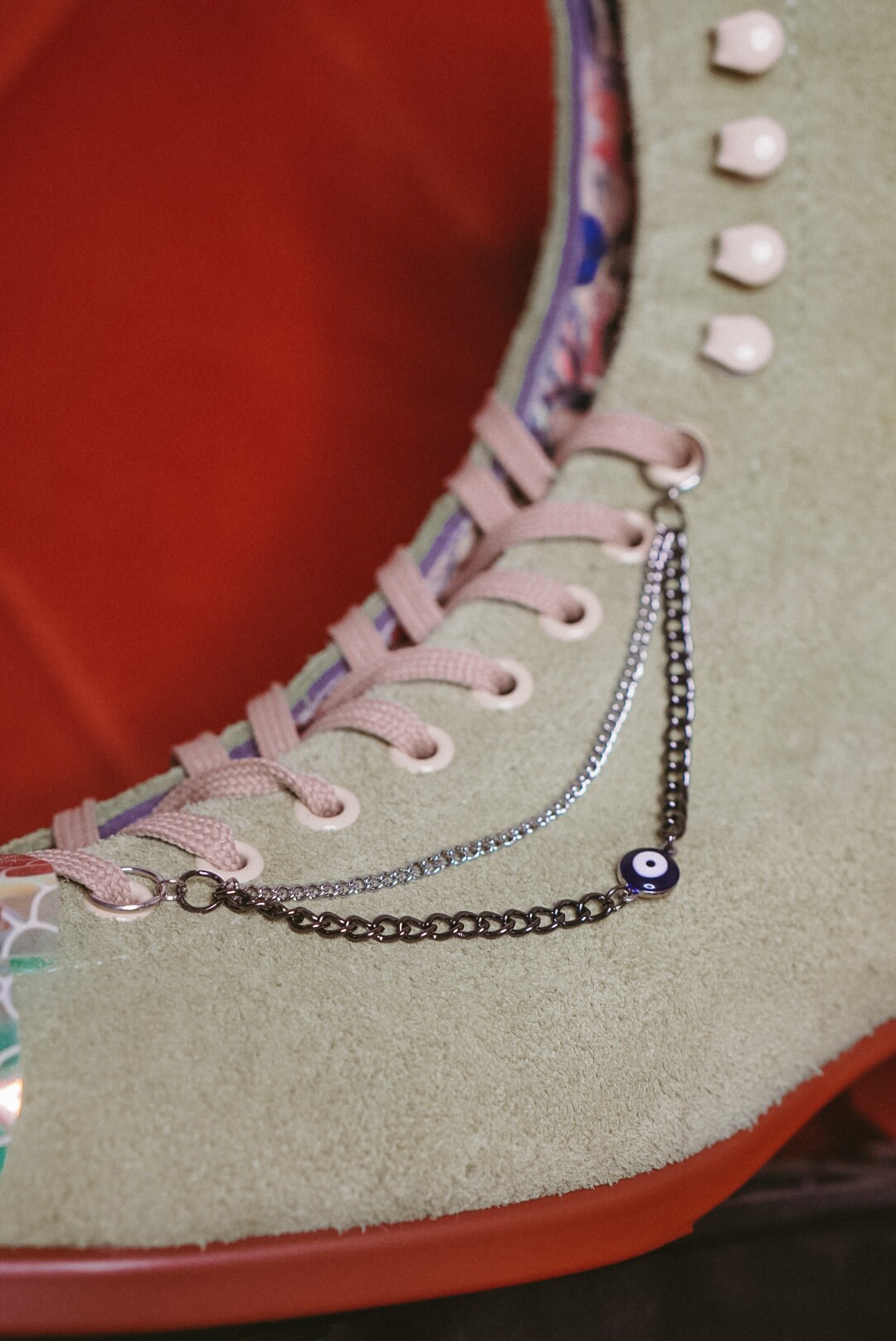 Evil Eye Roller Skate Chain: Two-tone Silver Lacelet - Etsy