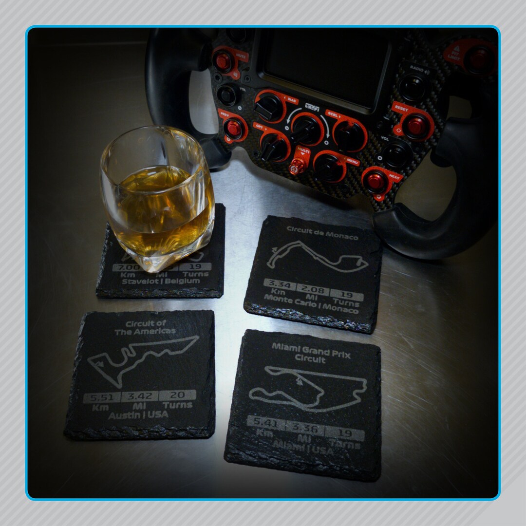 Formula 1 Slate Coaster Set Indy Car NASCAR F1 Formula 1 Gift Lewis ...