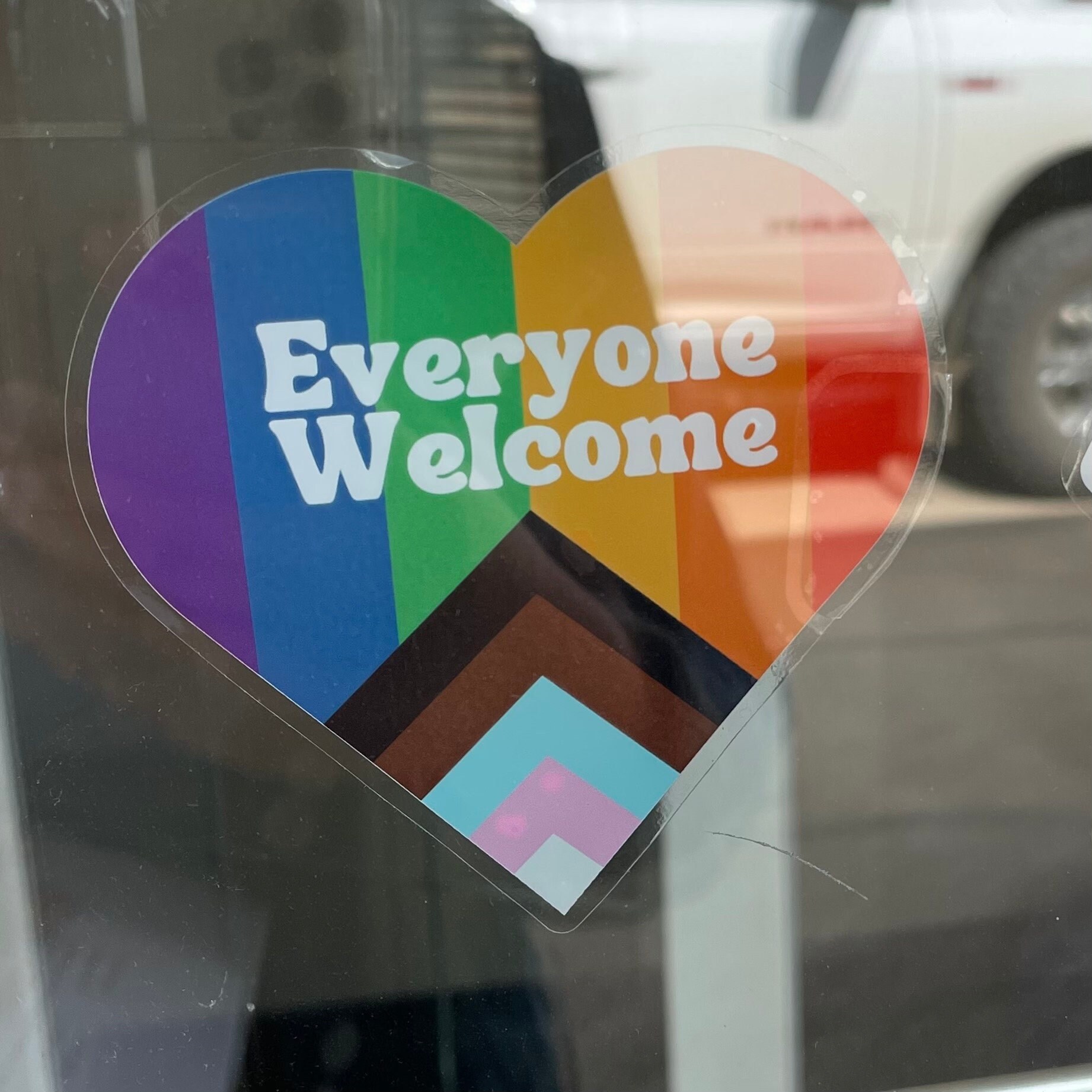 Everyone Welcome Heart Pride Flag, Safe Space Sticker, Safe Space Sign ...