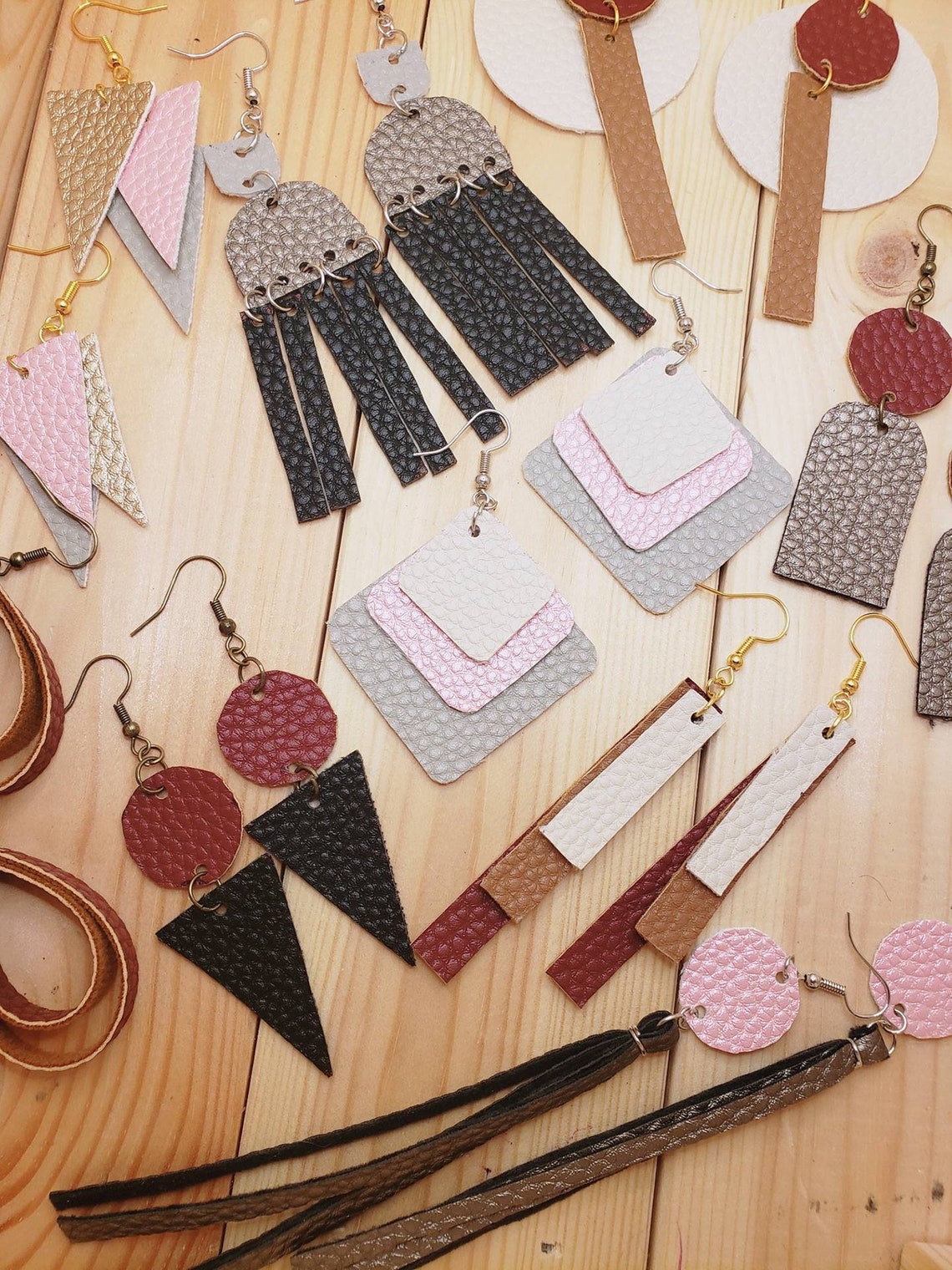 Ethos Adorned - Vegan Leather Earrings, Festival Dangle Earrings ...