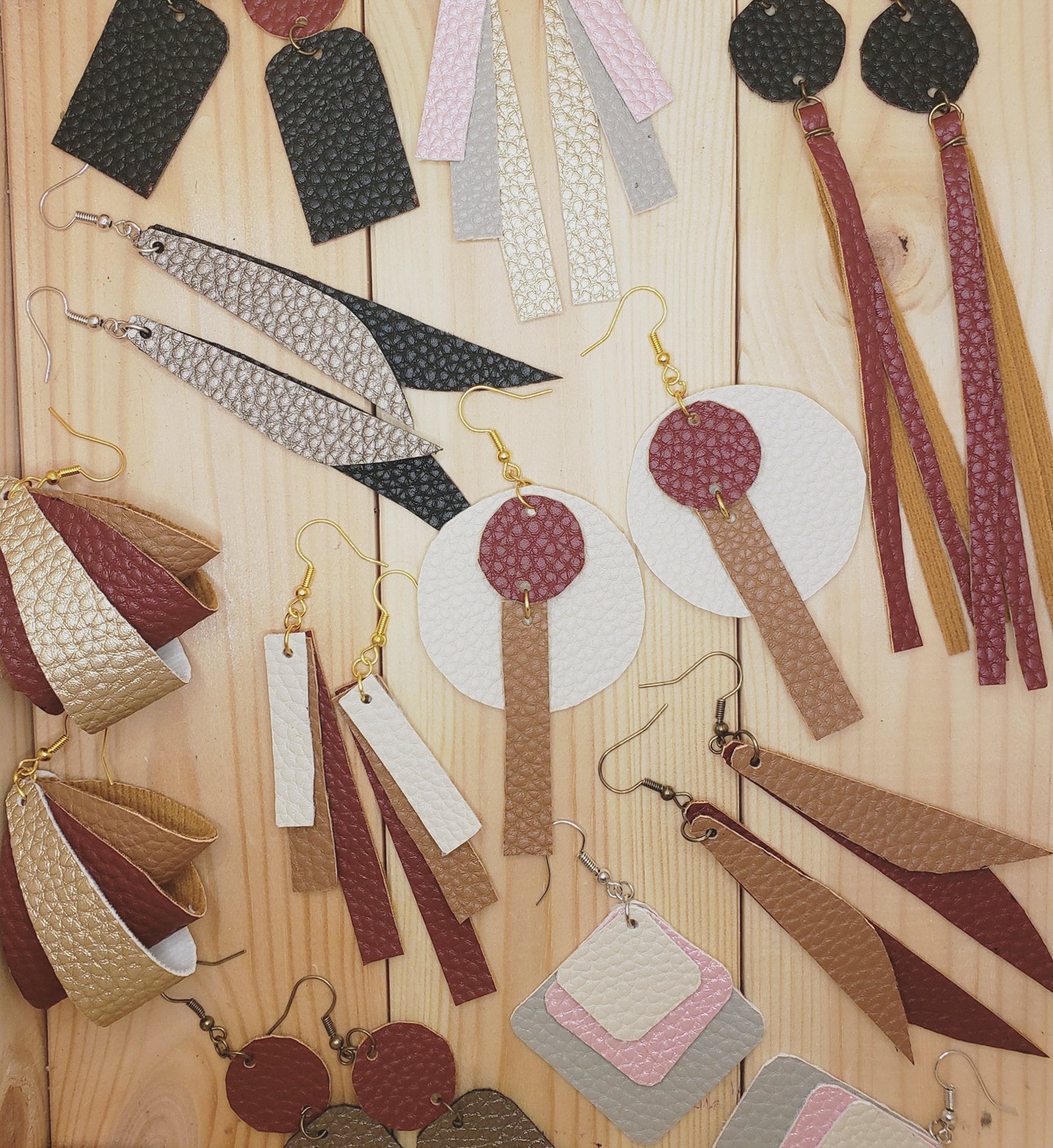 Ethos Adorned Vegan Leather Earrings, Festival Dangle Earrings ...