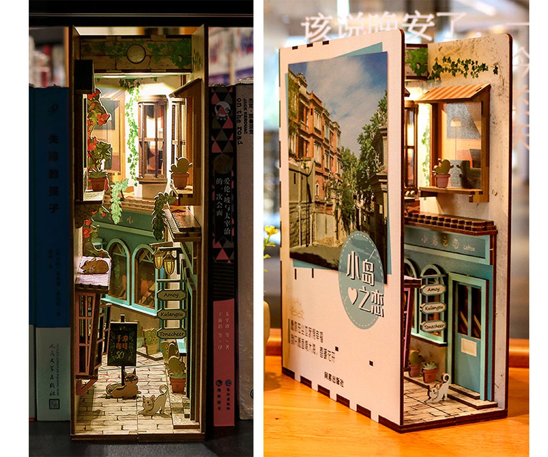 DIY Booknook Kit Book Nook Diorama Miniature Assembly Wooden Bookend ...