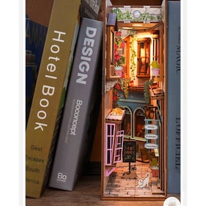 DIY Booknook Kit Book Nook Diorama Miniature Assembly Wooden Bookend ...