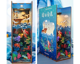 DIY Booknook Kit Book Nook Diorama Miniature Assembly Wooden Bookend ...