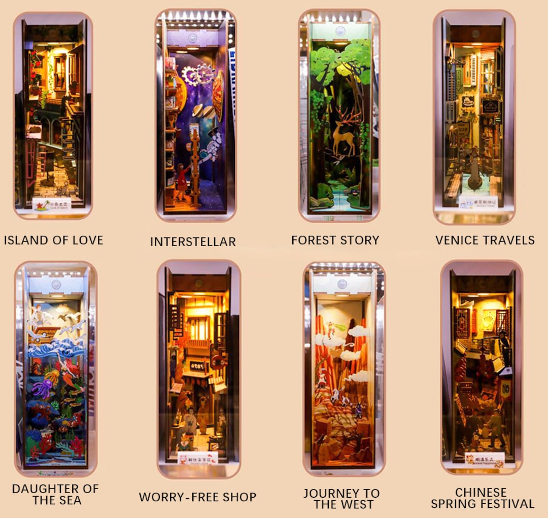 DIY Book Nook Kit, Diorama Miniature Assembly Wooden Bookend, Book Nook ...